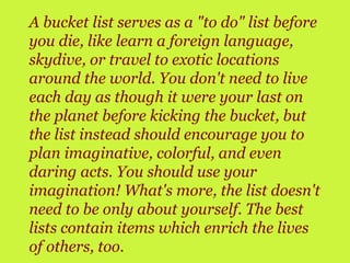 Bucket List | PPT