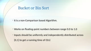 Bucket or Bin Sort Data structure and algorithms.pptx