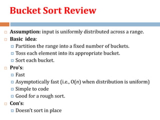 Bucket sort | PPTX | Programming Languages | Computing