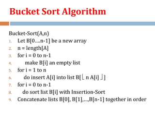 Bucket sort | PPTX | Programming Languages | Computing