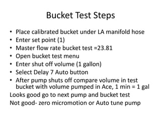 Bucket testing on ace blender | PPT
