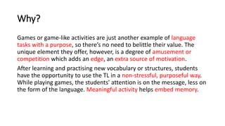 Buckingham Uni PGCE Feb 2017 Purposeful games | PPT