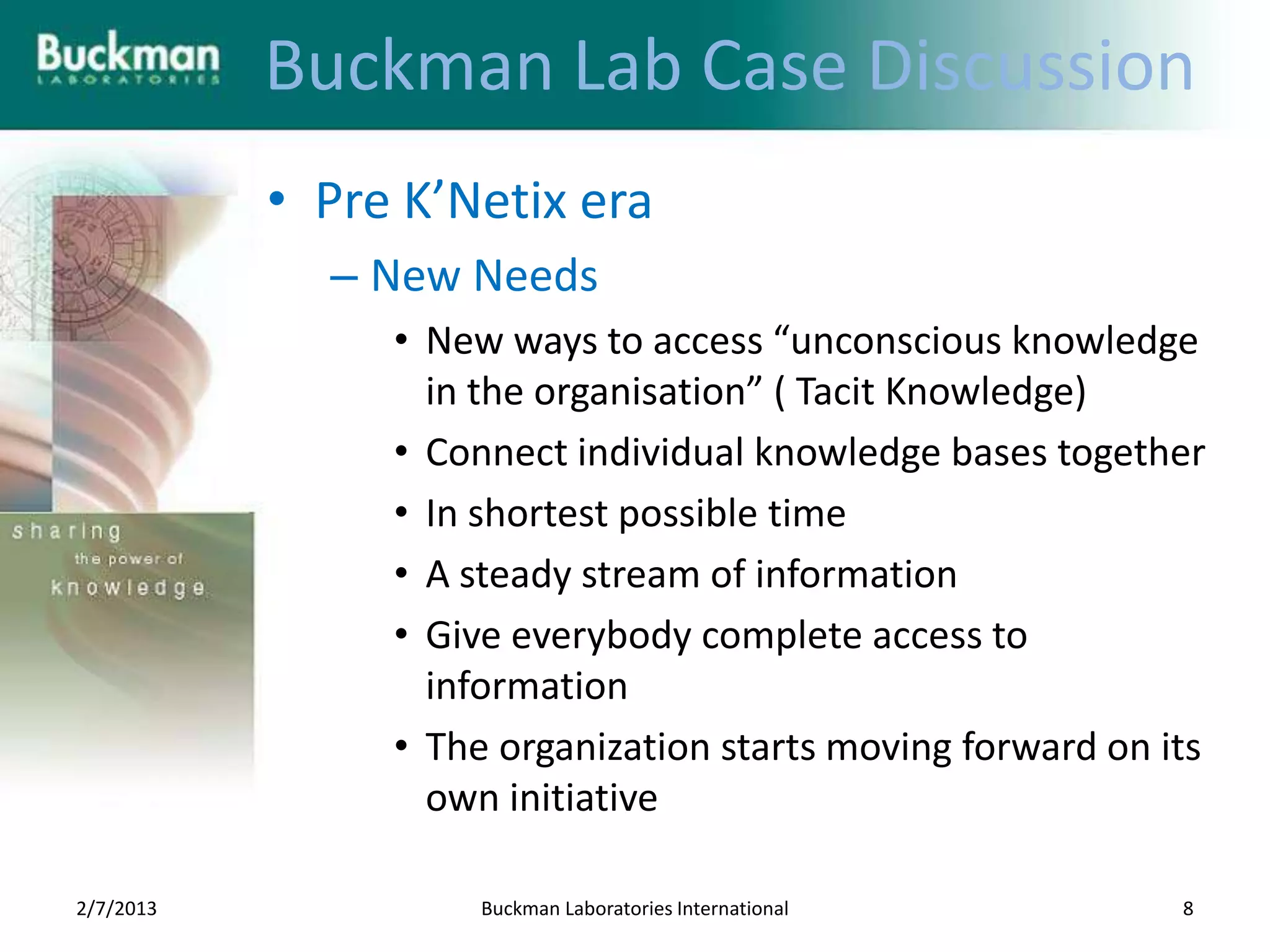 Buckman lab (knowledge sharing) | PPTX