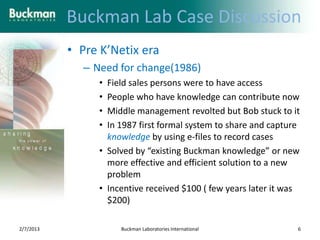 Buckman lab (knowledge sharing) | PPTX