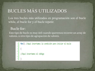 Bucles, diseño de bucle, suma y producto, estructura aninada. | PPTX