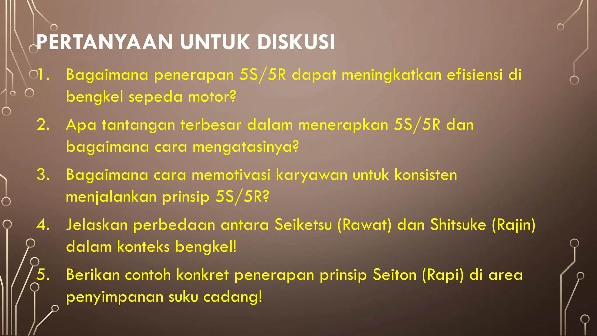 Budaya industri penerapan 5S dan 5R dalam pengolahan bengkel sepeda ...