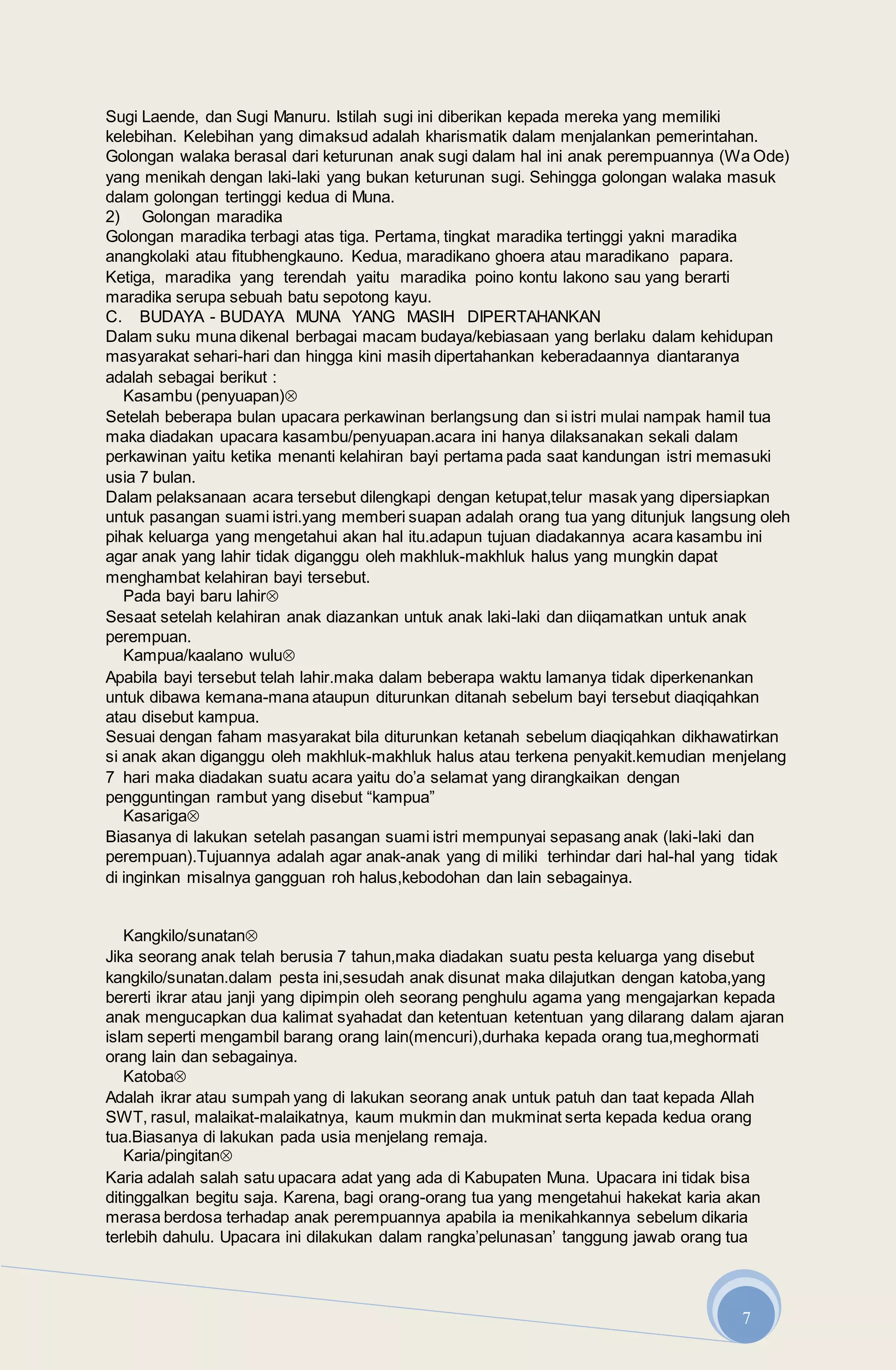 Budaya mulok SEJARAH KABUPATEN MUNA | DOCX