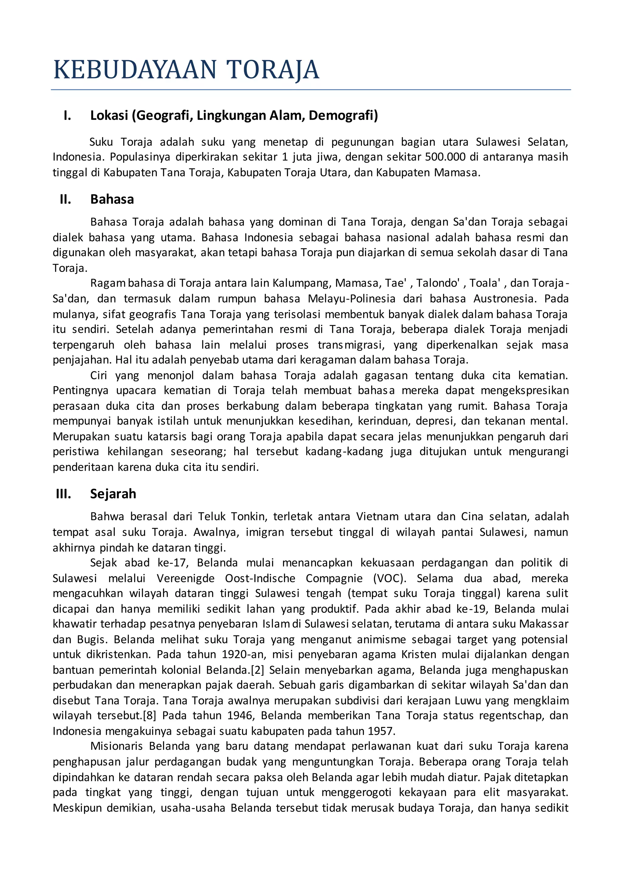 BUDAYA NUSANTARA 4 ETNIS KEBUDAYAAN BUGIS, MAKASSAR, MANDAR, DAN TORAJA | DOCX