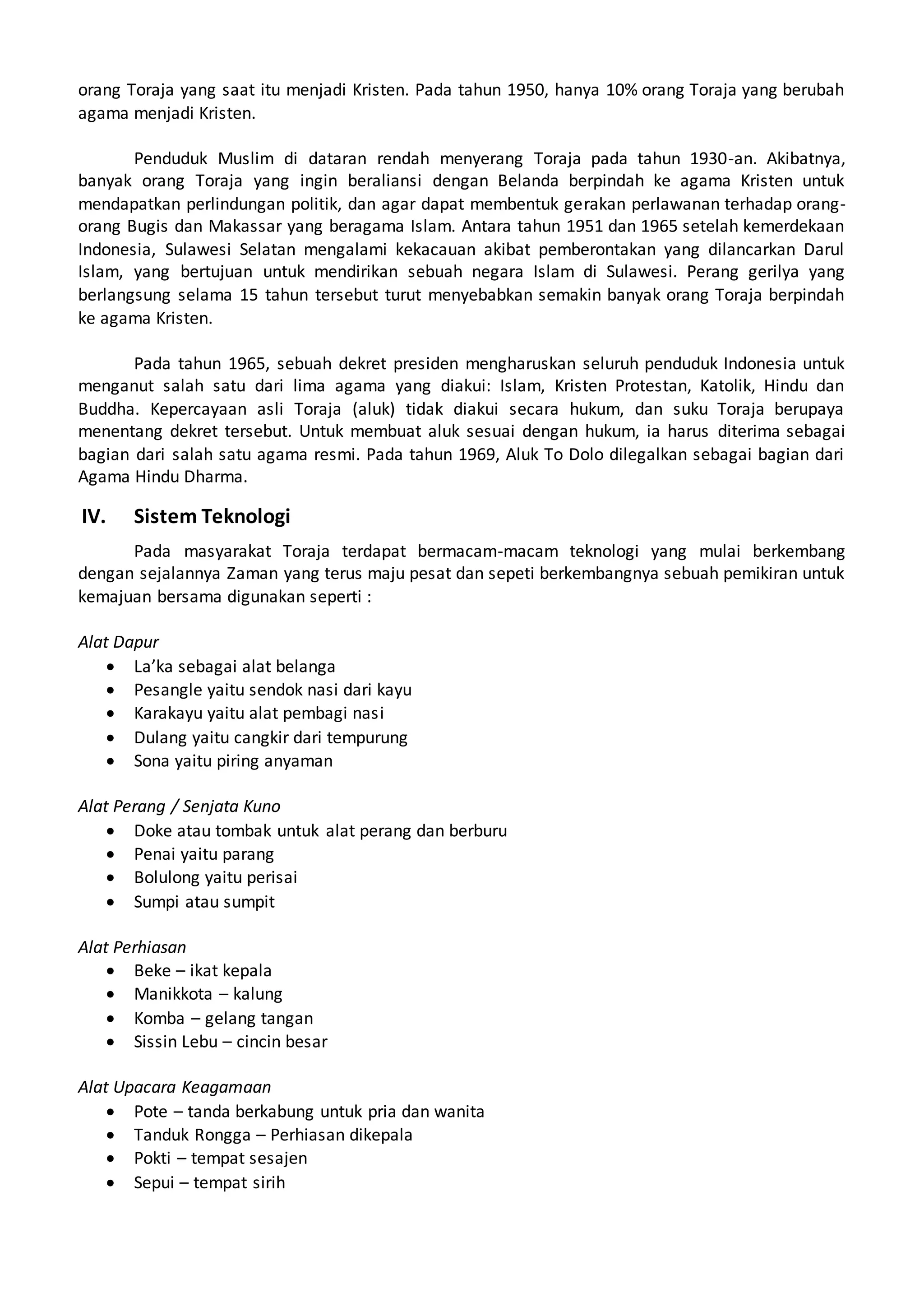 BUDAYA NUSANTARA 4 ETNIS KEBUDAYAAN BUGIS, MAKASSAR, MANDAR, DAN TORAJA | DOCX