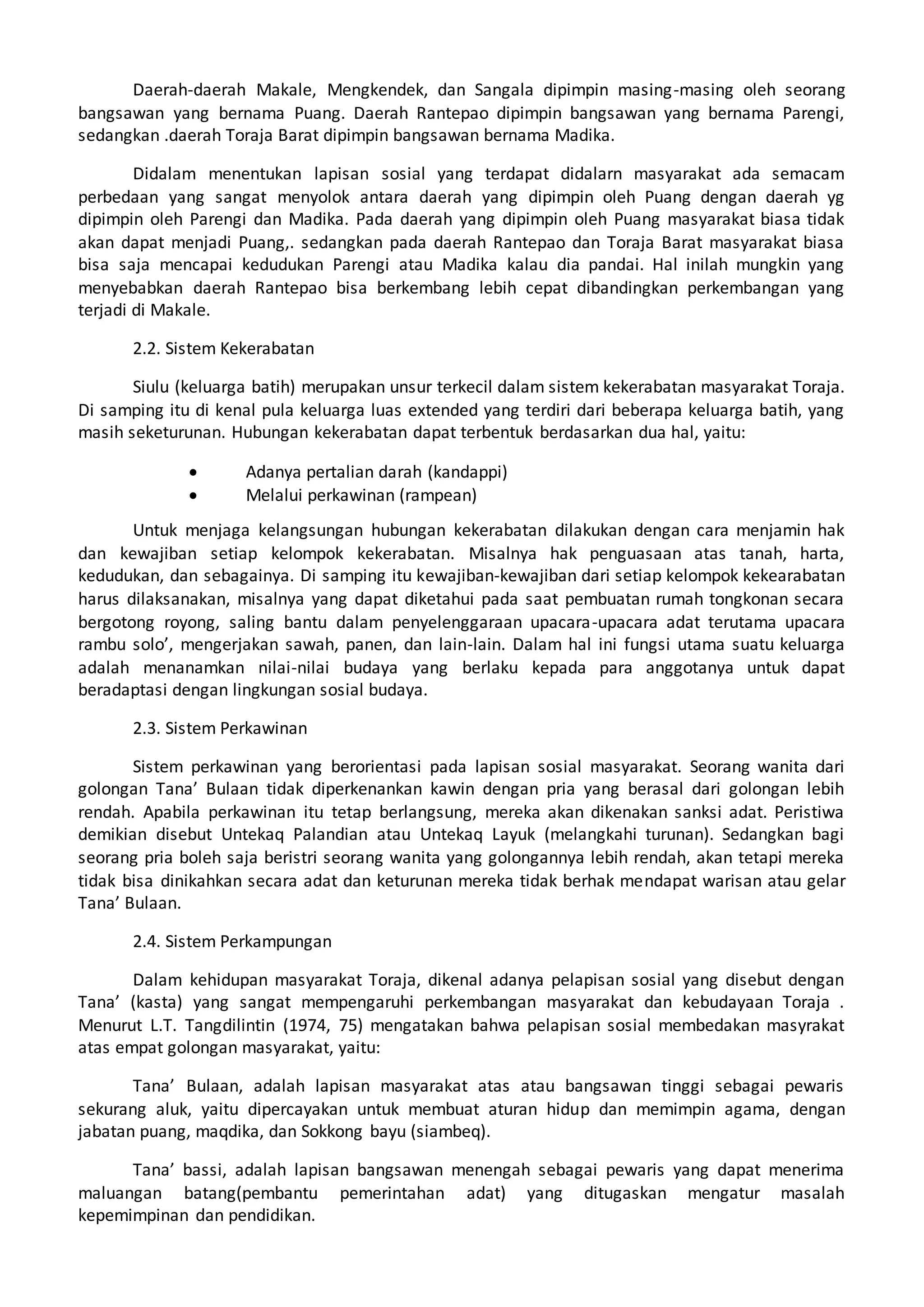 BUDAYA NUSANTARA 4 ETNIS KEBUDAYAAN BUGIS, MAKASSAR, MANDAR, DAN TORAJA | DOCX