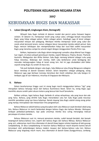 BUDAYA NUSANTARA 4 ETNIS KEBUDAYAAN BUGIS, MAKASSAR, MANDAR, DAN TORAJA | DOCX
