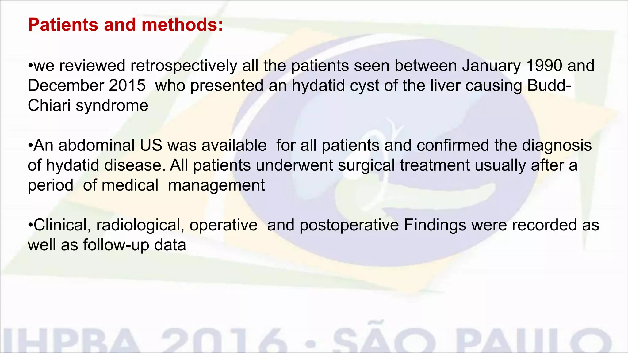 Budd-Chiari Syndrome Secondary to Hepatic Echinococcosis.ppt | Free Download