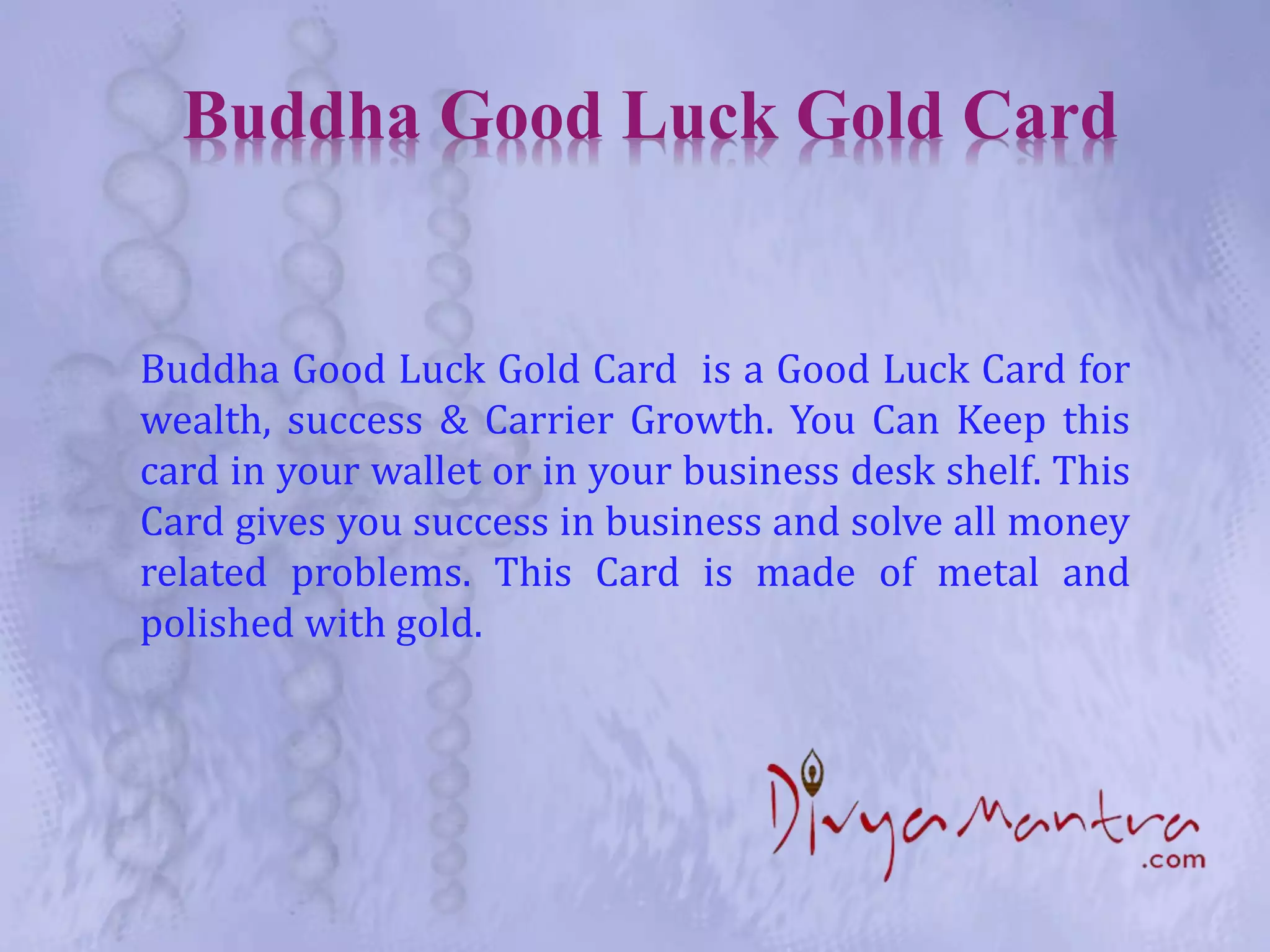 Buddha good luck gold card | PPTX