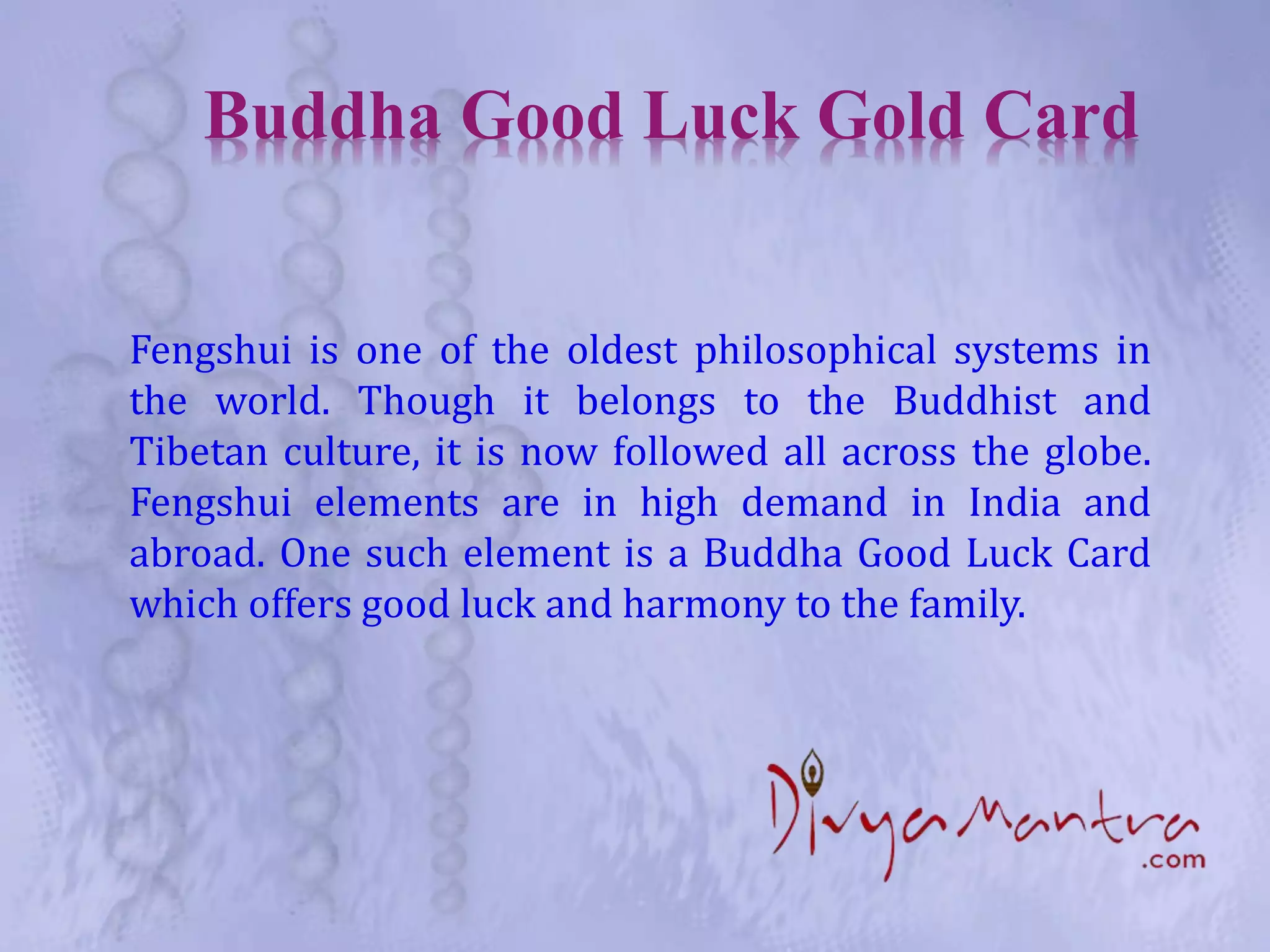 Buddha good luck gold card | PPTX