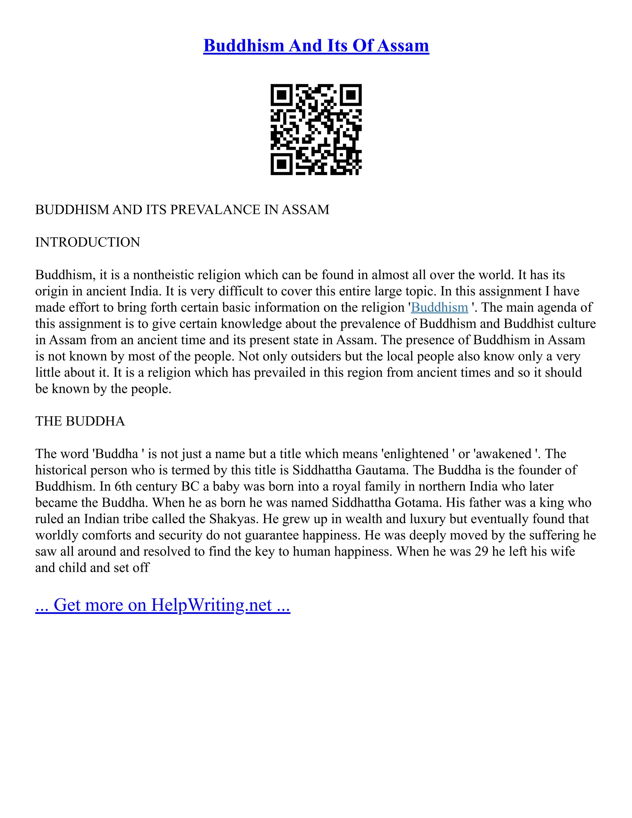 Buddhism And Its Of Assam | PDF