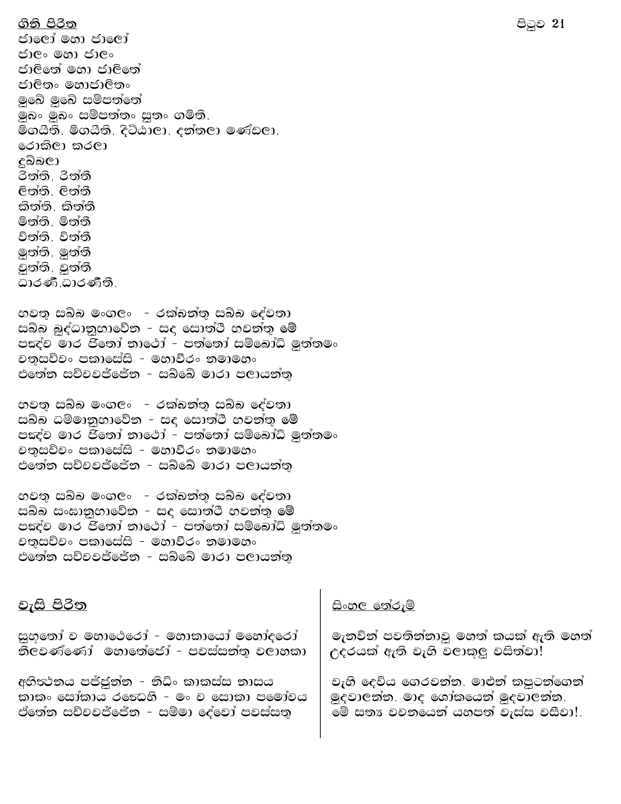 Buddhist Pirith Book in Sanskrit and Sinhala Langauge | PDF