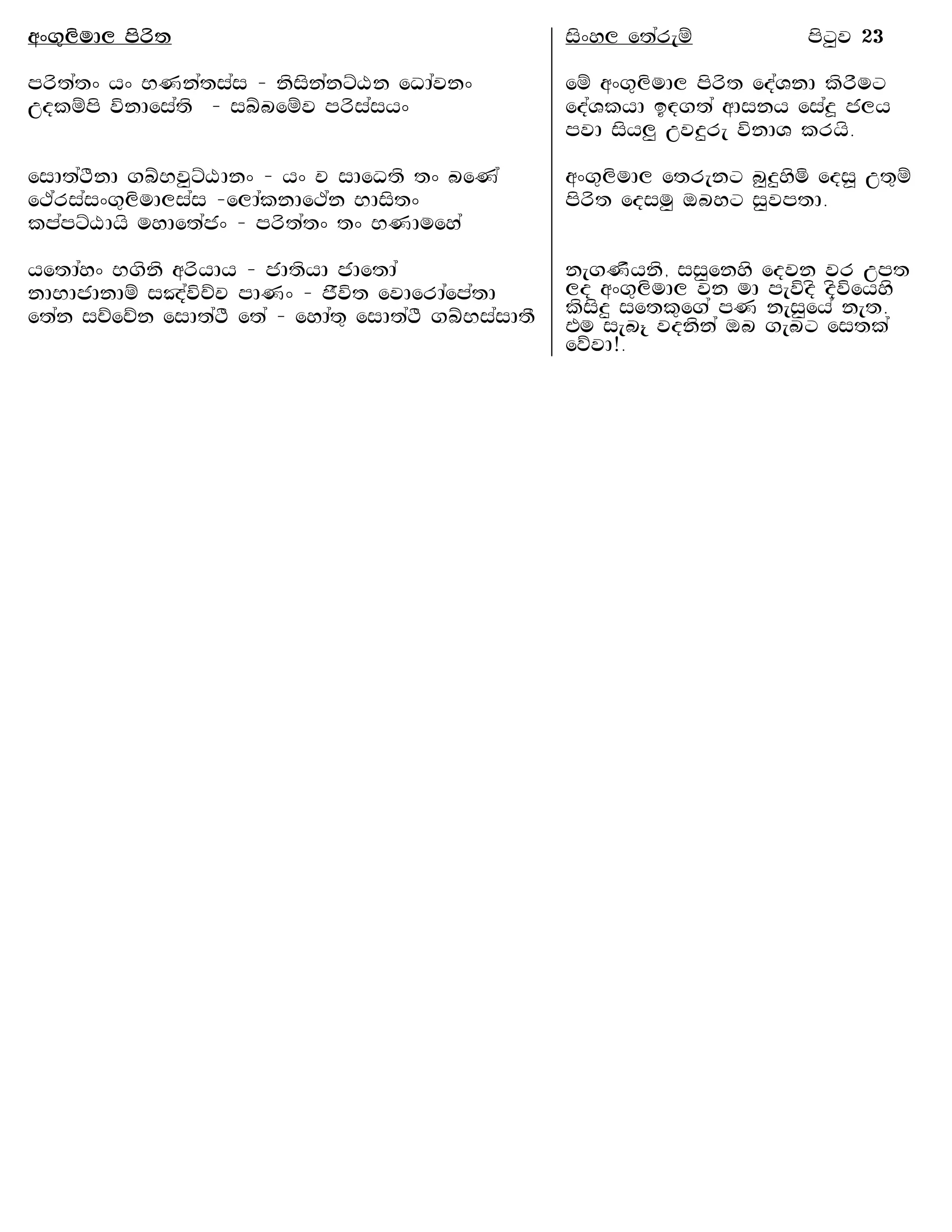 Buddhist Pirith Book in Sanskrit and Sinhala Langauge | PDF