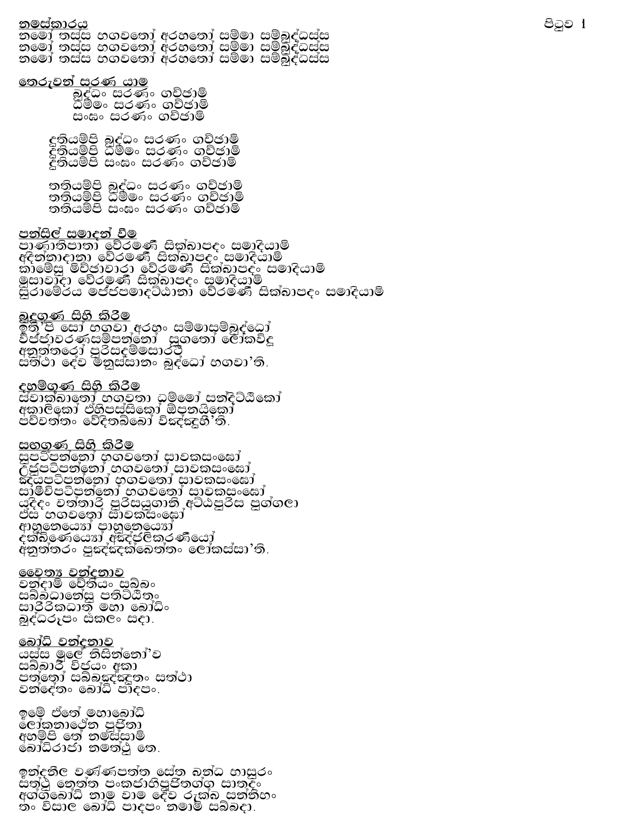 Buddhist Pirith Book in Sanskrit and Sinhala Langauge | PDF