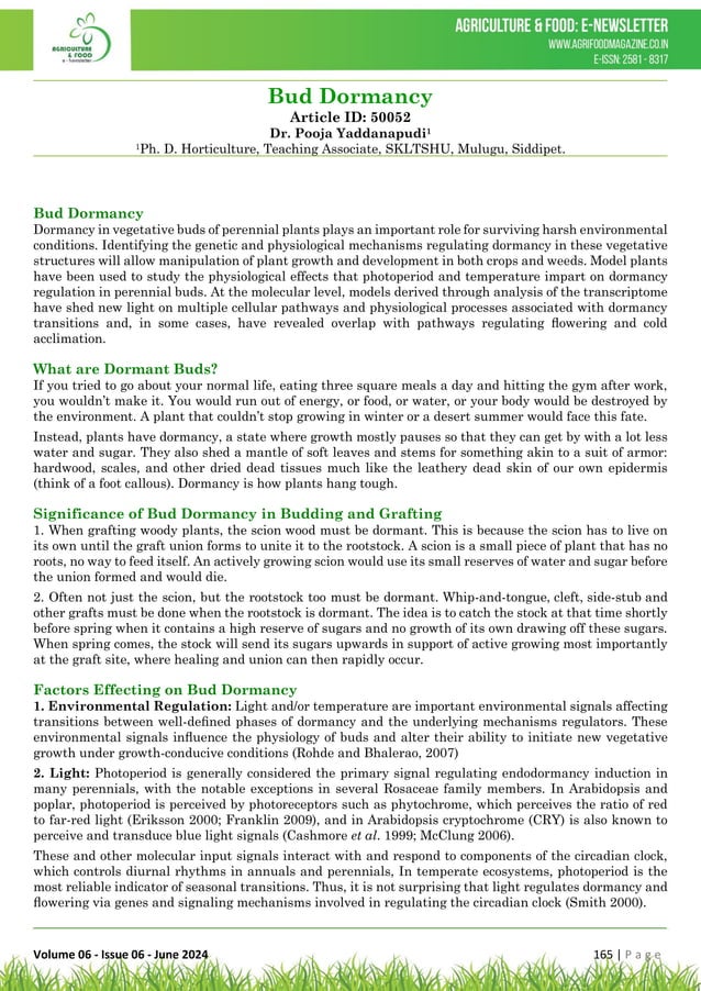 Bud Dormancy in fruit crops bud dormancy in horticulture crops types of dormancy | PDF