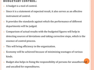 Budegetary Contol Notes - Priciples of Maagemet | PPT