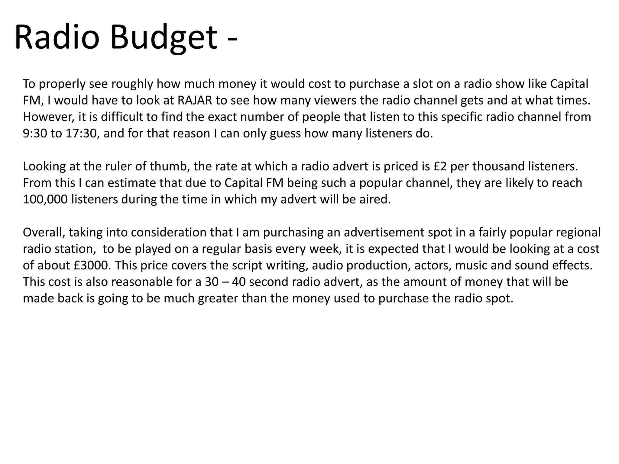 TV, Radio and Print Budget | PPTX