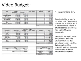 TV, Radio and Print Budget | PPT