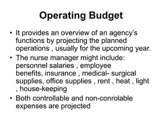 Budget In Nursing Administration | PPTX