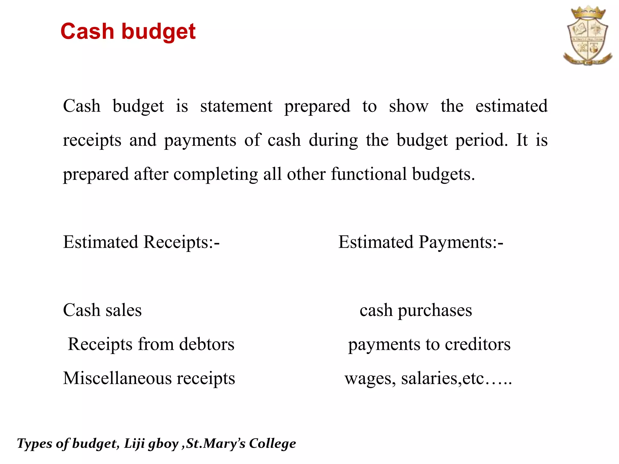 Commerce:Types of budget | PPTX