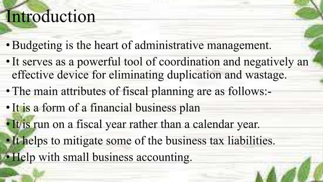 fiscal planning (Budgeting) | PPTX