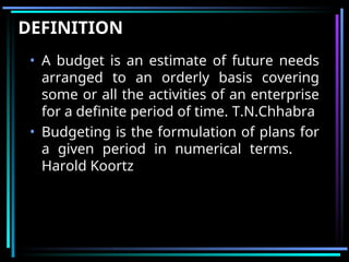BUDGET and its importance and how to plan budget | PPT