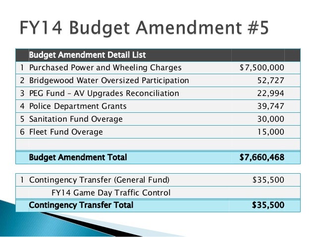 Budget Amendment No. 5