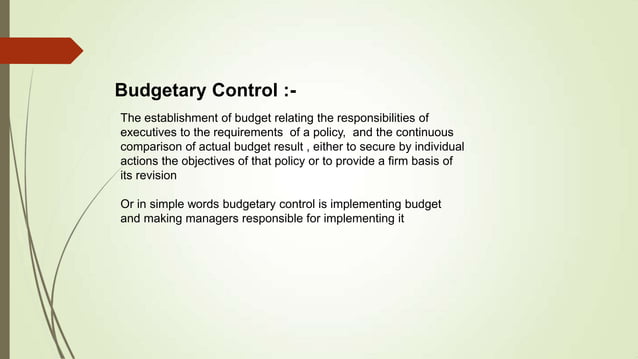 Budget and Budgetary control | PPTX