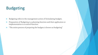 Budget and Budgetary Control related to managerial accounting | PPTX