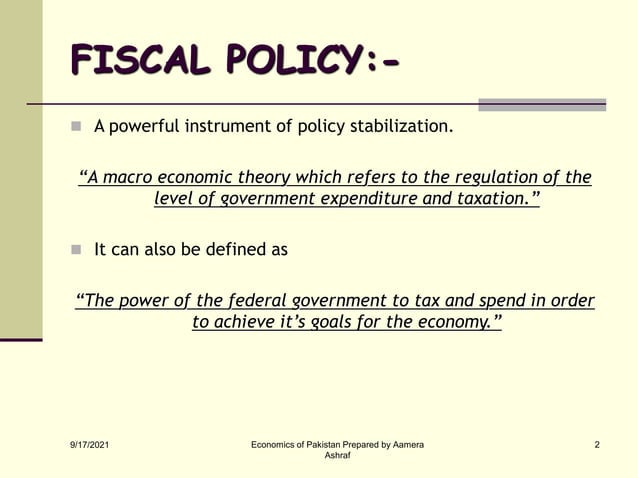 Budgetary and fiscal policy | PPT