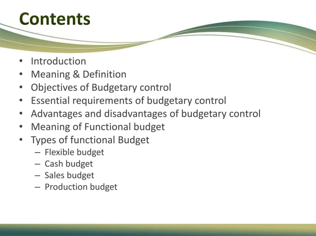 Budgetary control | PPT