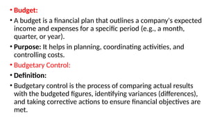 Budgetary Control , Budget, types of budget | PPTX