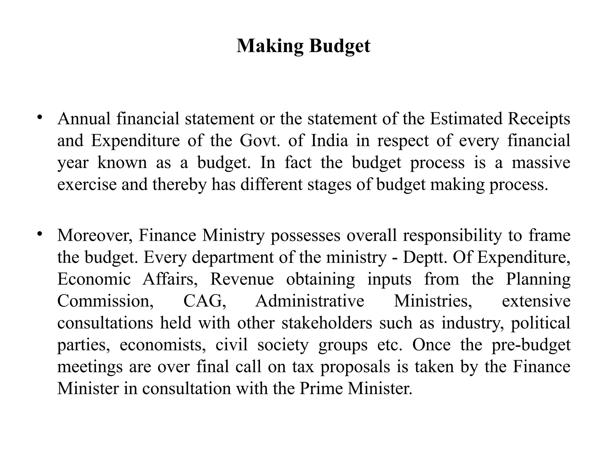 Budgetary System in India importance and functioning | PPTX