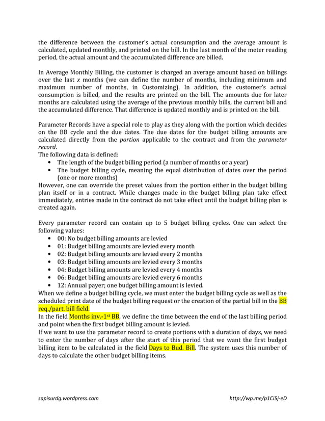SAP ISU : Budget Billing Basics | PDF | Credit Cards | Personal Debt
