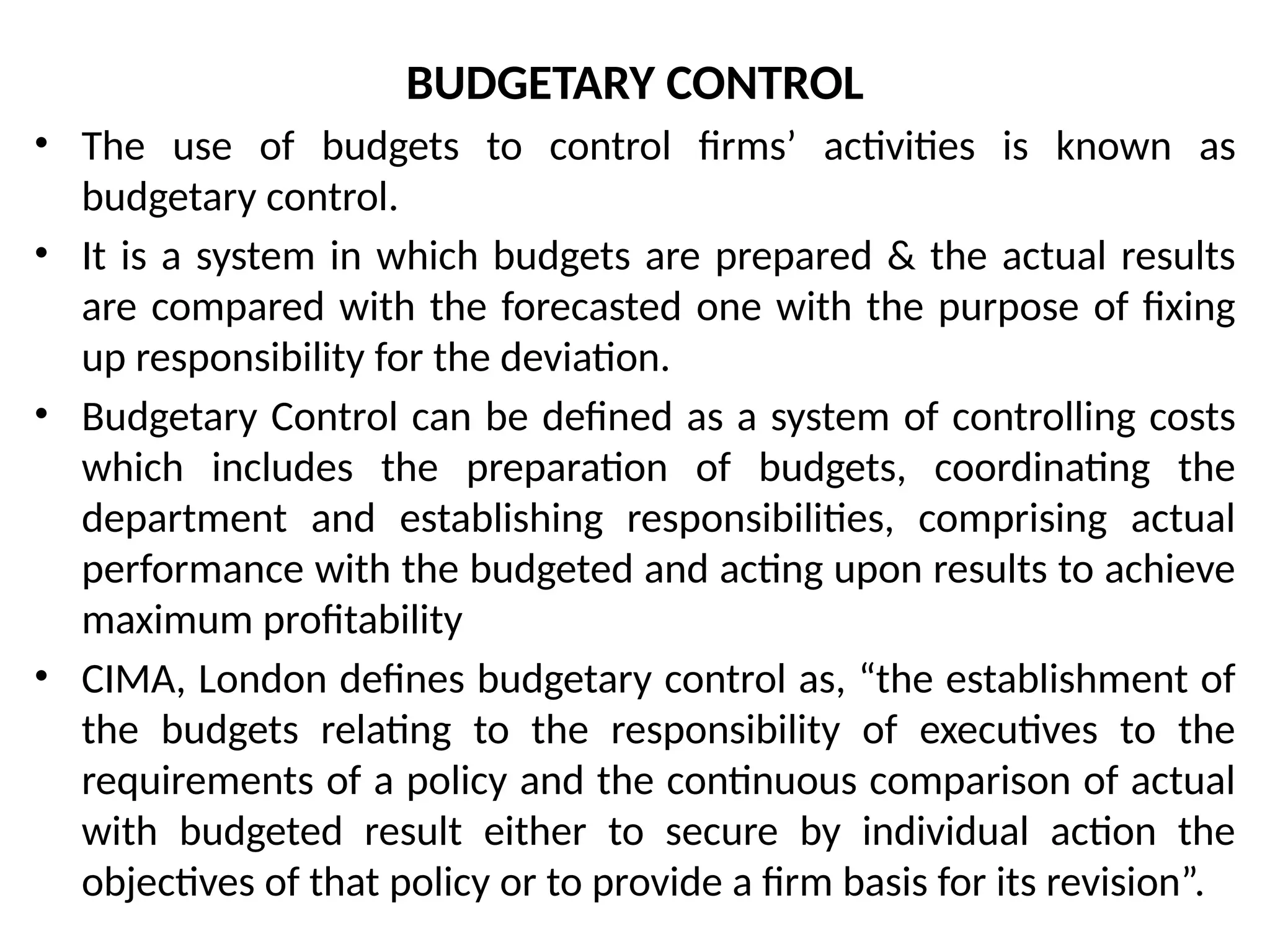 Budget Budgetary Control Unit 5 Pptx