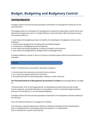 Budget, Budgeting and Budgetary Control.docx