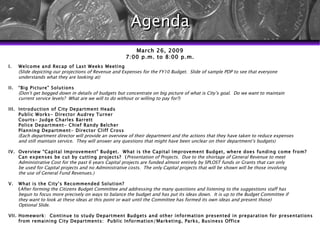Budget Committee Presentation | PPT