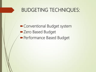 Budget control and budget making techniques in a hospital | PPTX