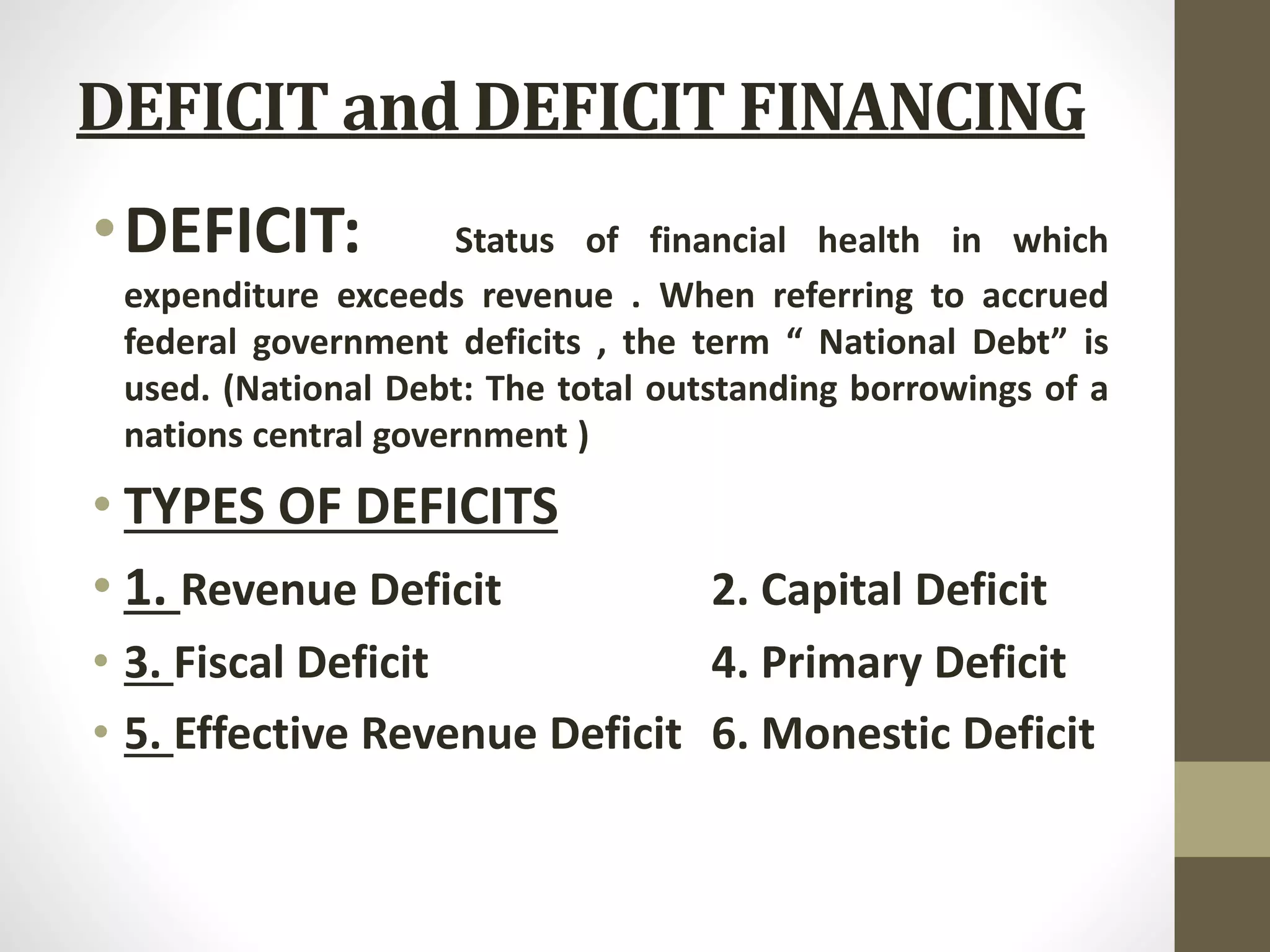 Budget, deficit and deficit financing | PPTX