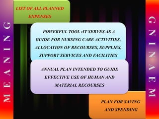Budget for hospital and nursing college | PPTX