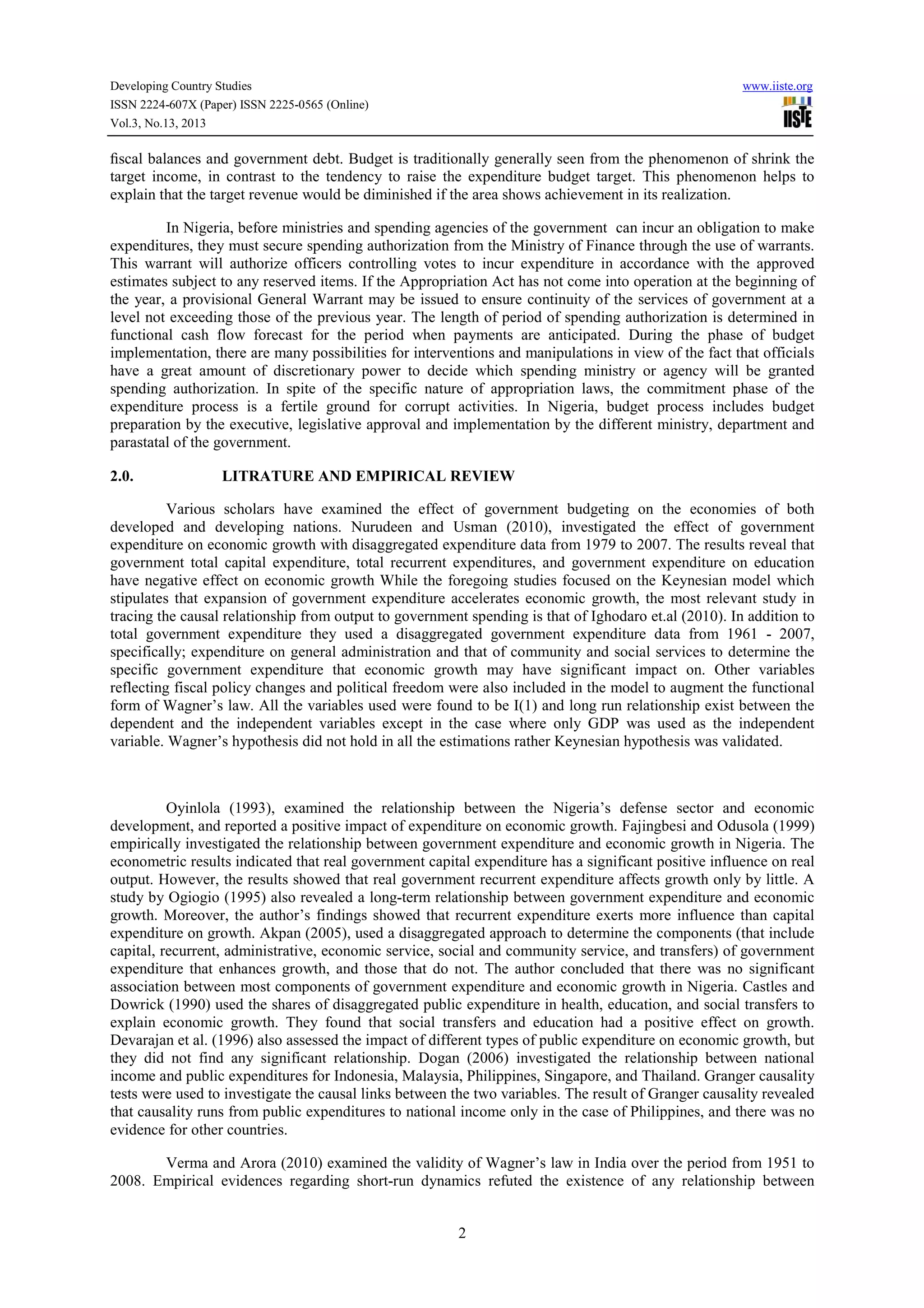 Budget implementation and economic growth in nigeria | PDF