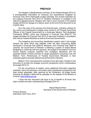 Budget in brief_2014_15 | PDF