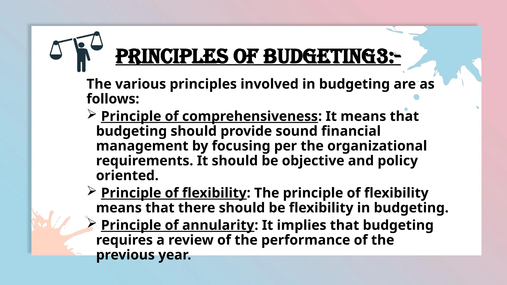 Budgeting, Objectives of budgeting, principal of budgeting , Types of budgeting, Functions of ...