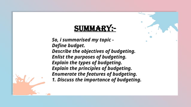 Budgeting, Objectives of budgeting, principal of budgeting , Types of ...