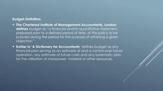 Budgeting-Budgetary-Control Elements of Budget | PPTX