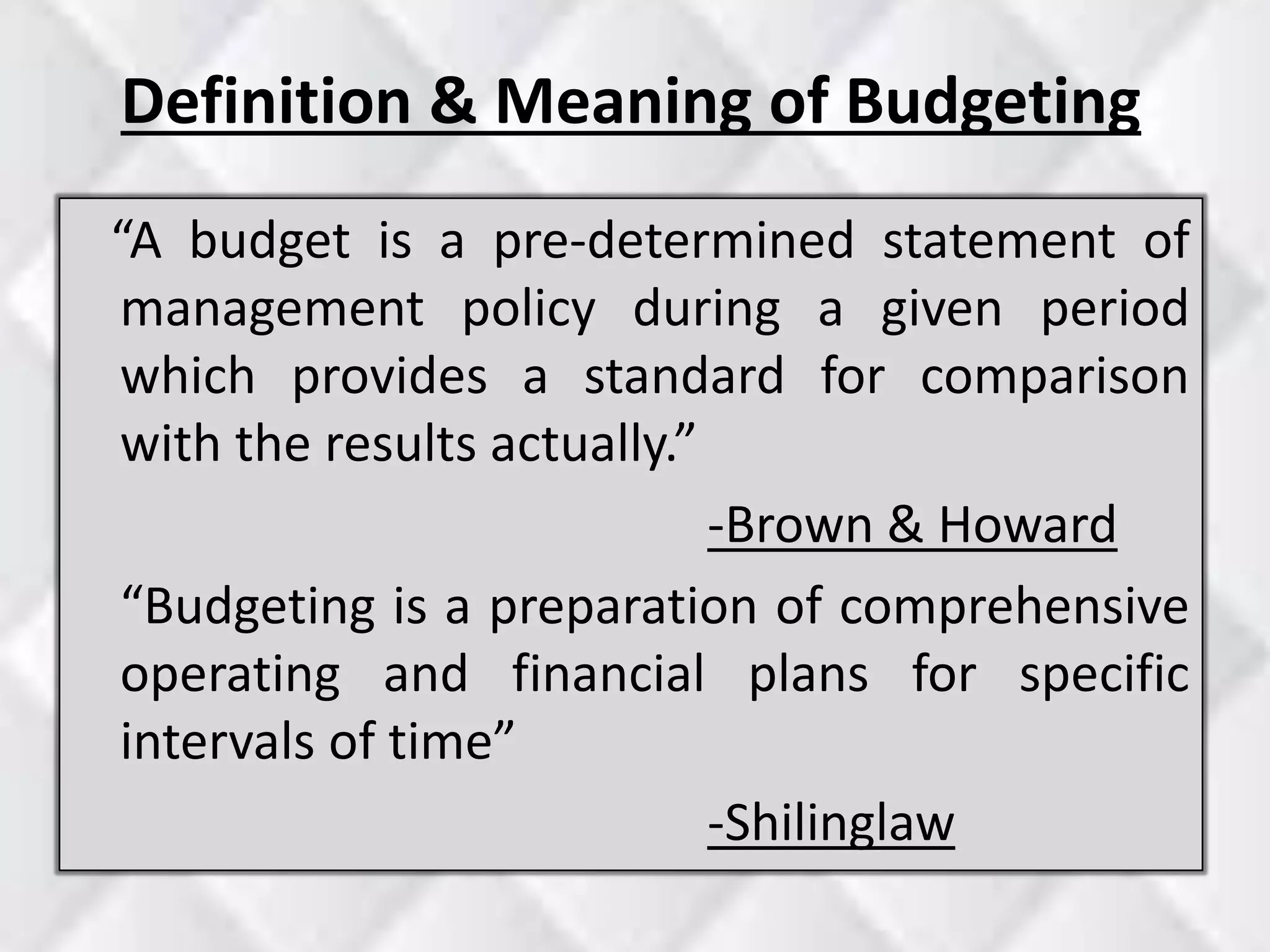 Budget, Budgeting & budgetary control | PPTX